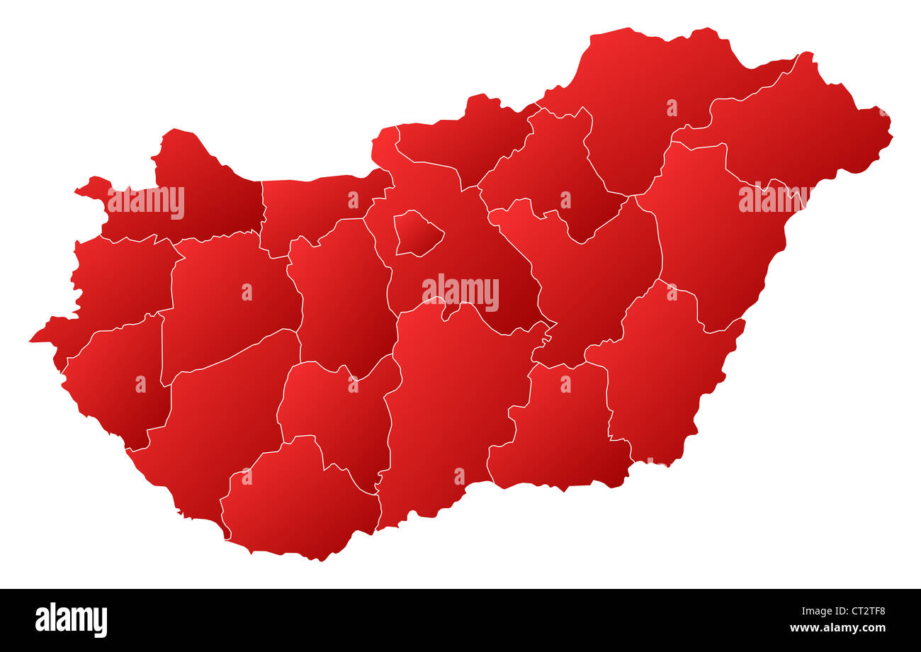 Political map of Hungary with the several counties Stock Photo - Alamy