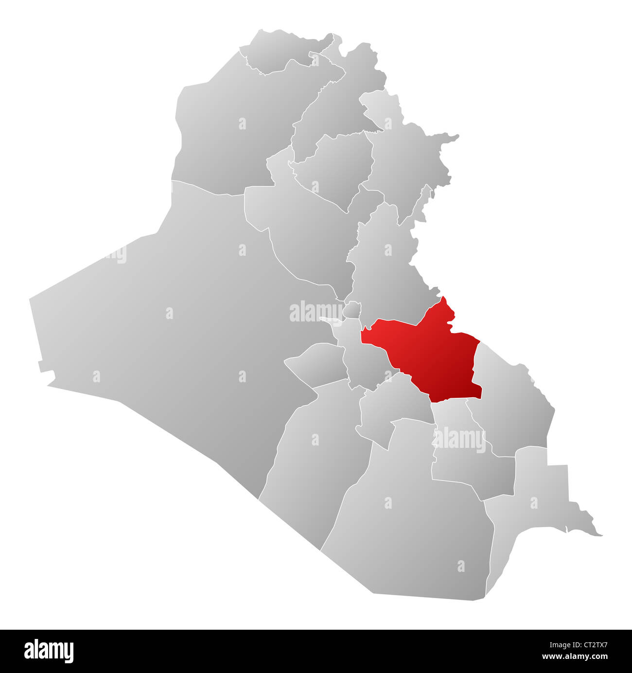 Political map of Iraq with the several governorates where Wasit is ...