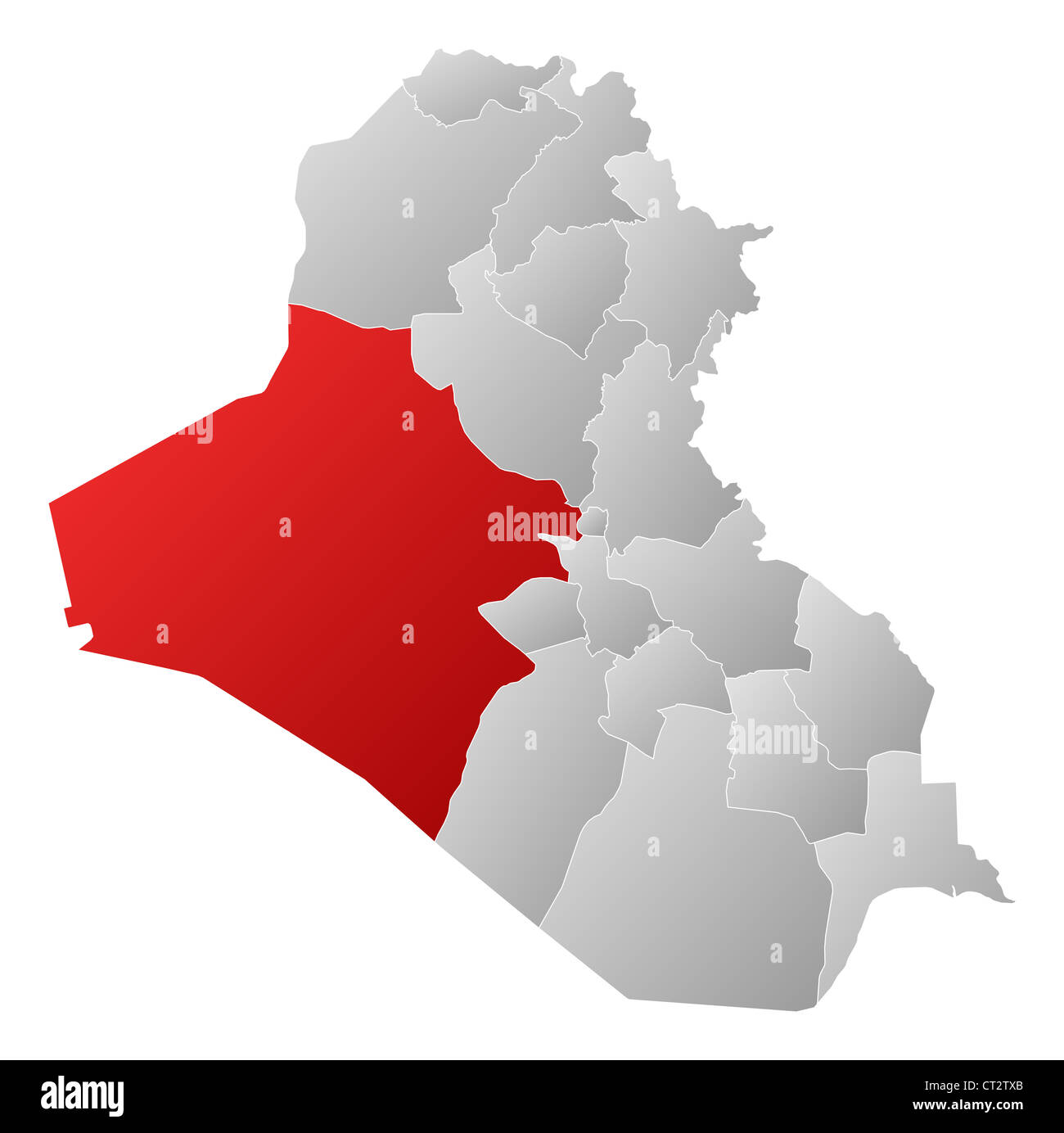 Political map of Iraq with the several governorates where Al Anbar is ...