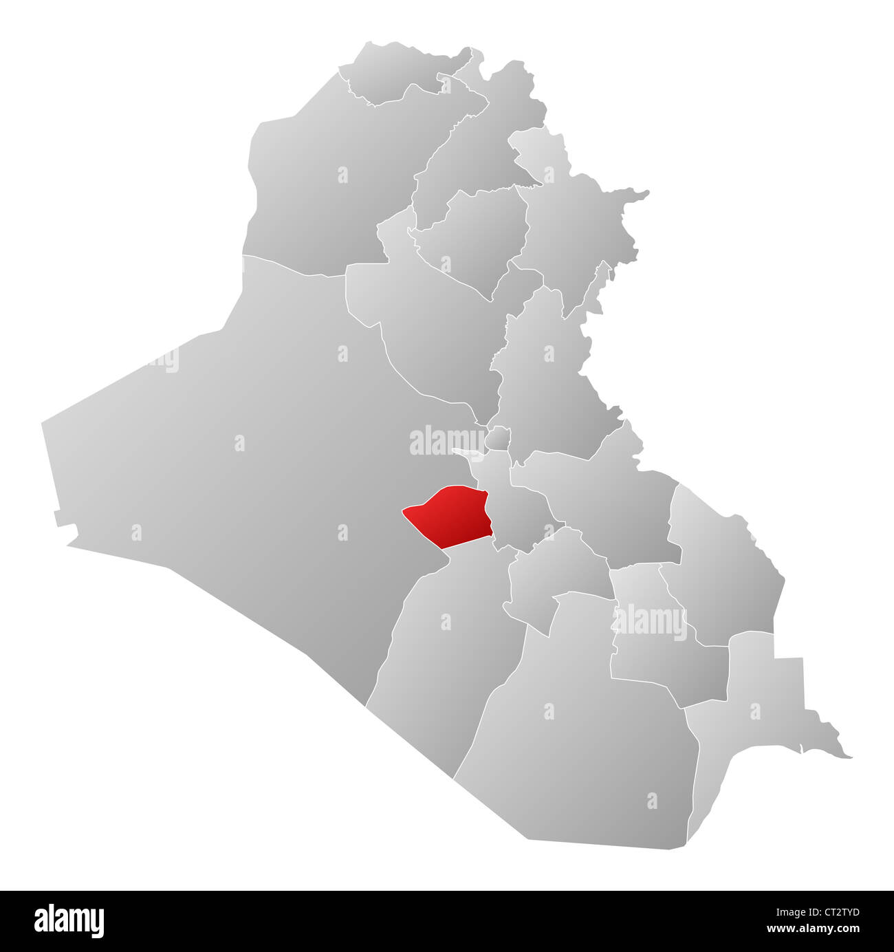 Political map of Iraq with the several governorates where Karbala is ...