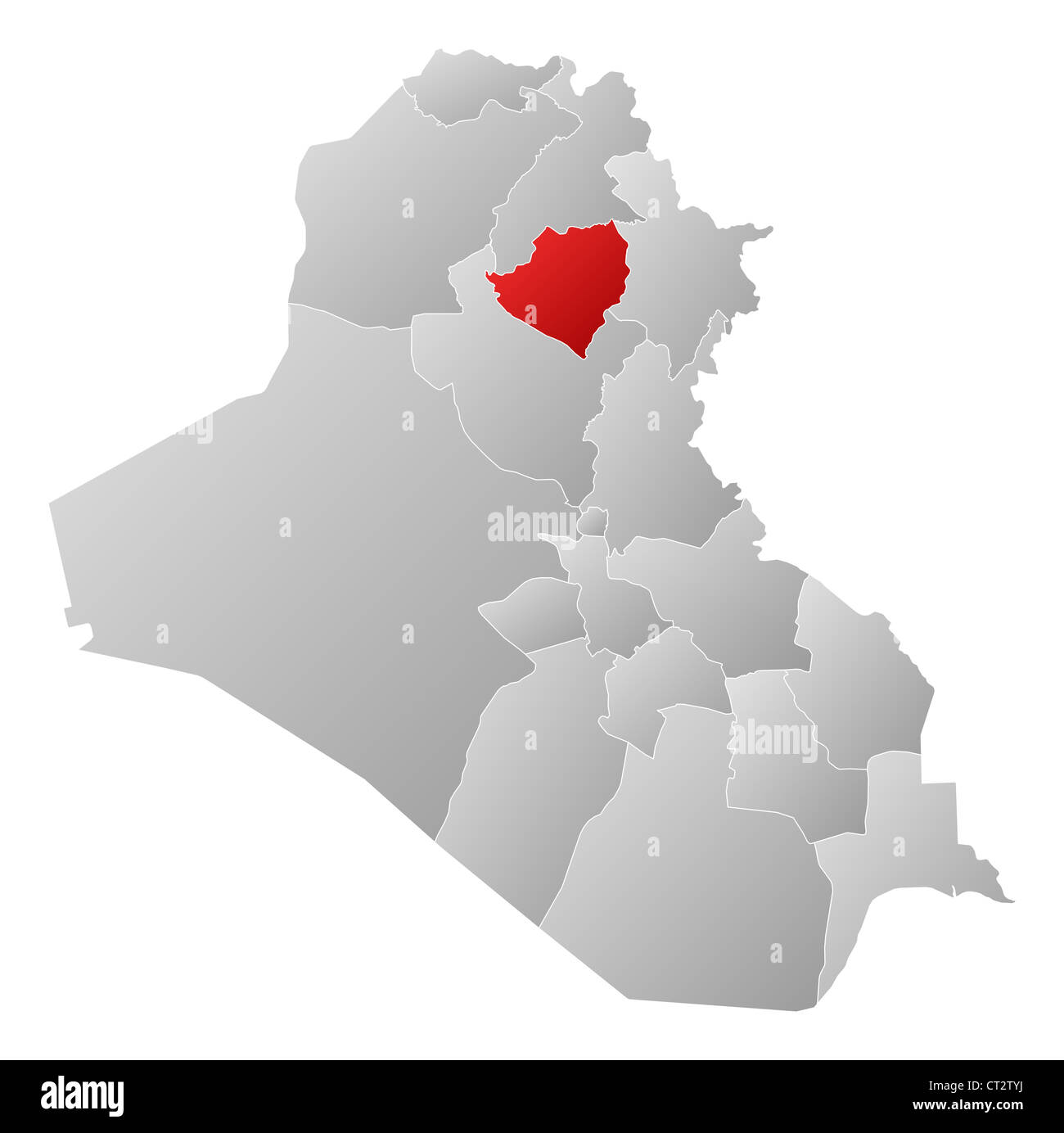 Political map of Iraq with the several governorates where Kirkuk is ...