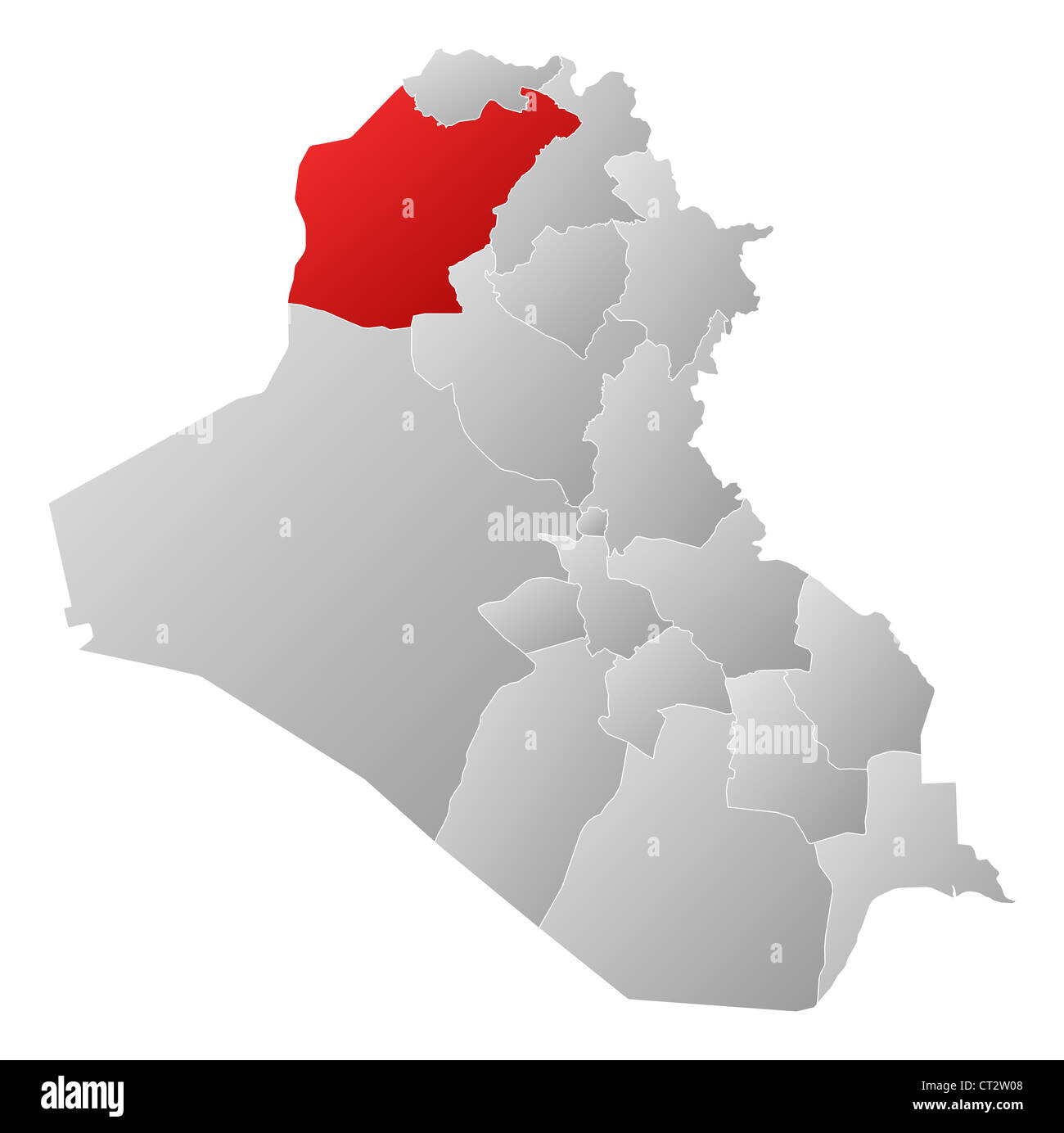 Political map of Iraq with the several governorates where Ninawa is ...