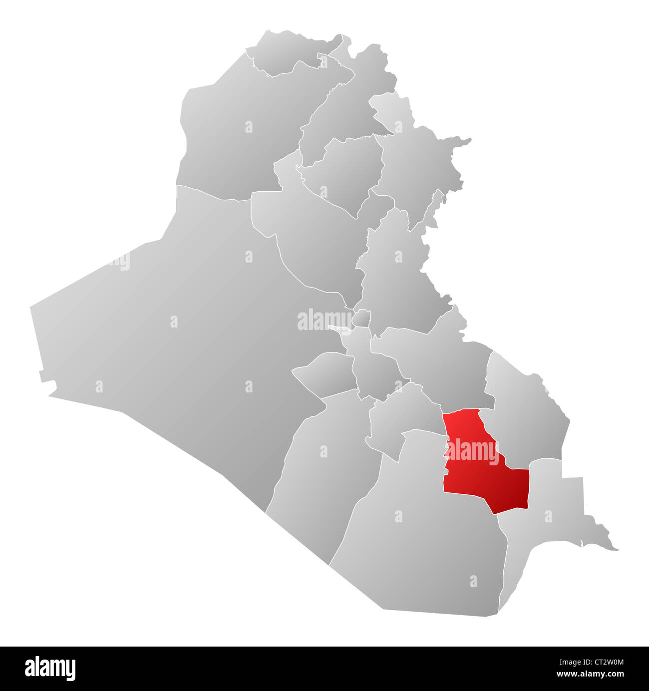 Political map of Iraq with the several governorates where Dhi Qar is ...
