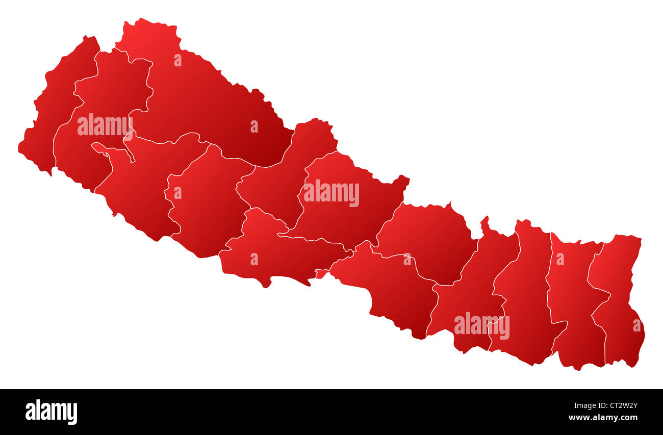 Political map of Nepal with the several zones Stock Photo - Alamy
