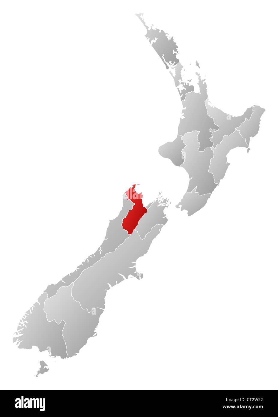 Political map of New Zealand with the several regions where Marlborough ...