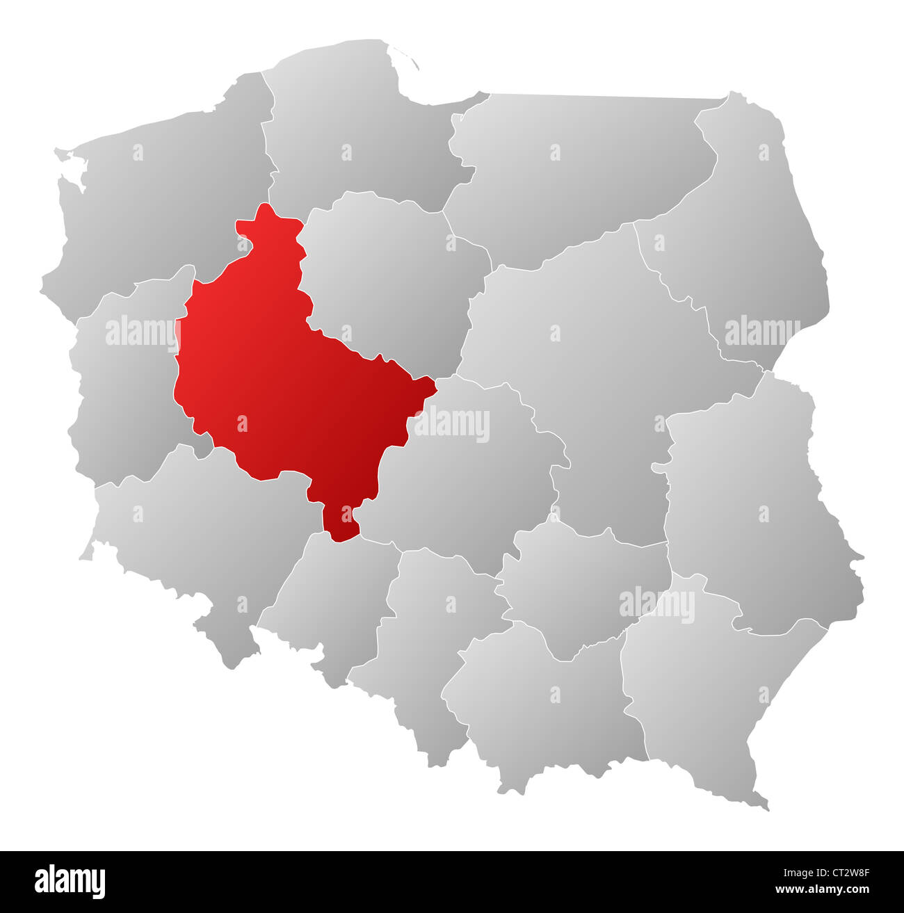 Political map of Poland with the several provinces (voivodships) where ...