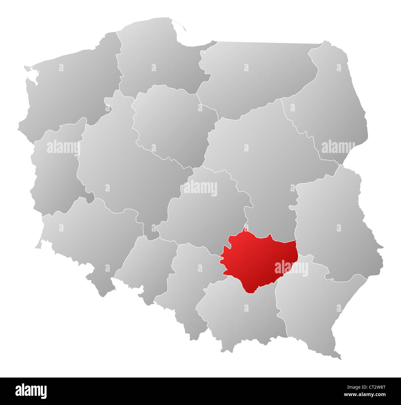 Political map of Poland with the several provinces (voivodships) where ...