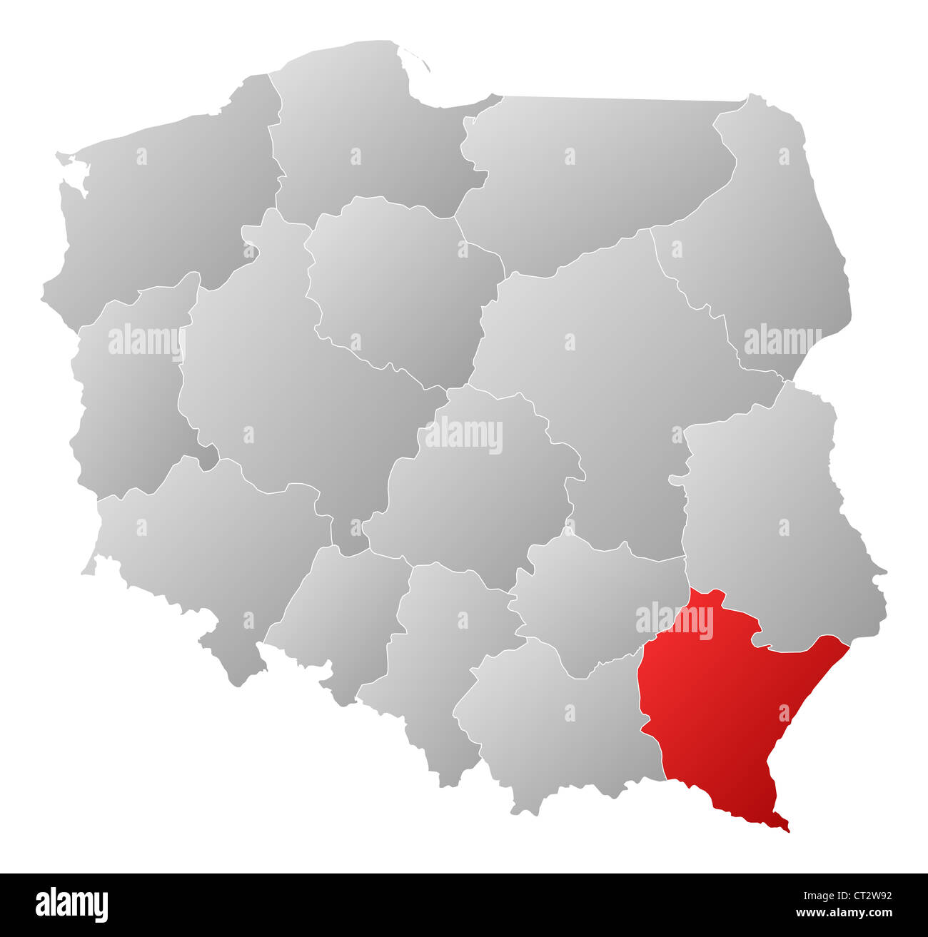 Political map of Poland with the several provinces (voivodships) where ...