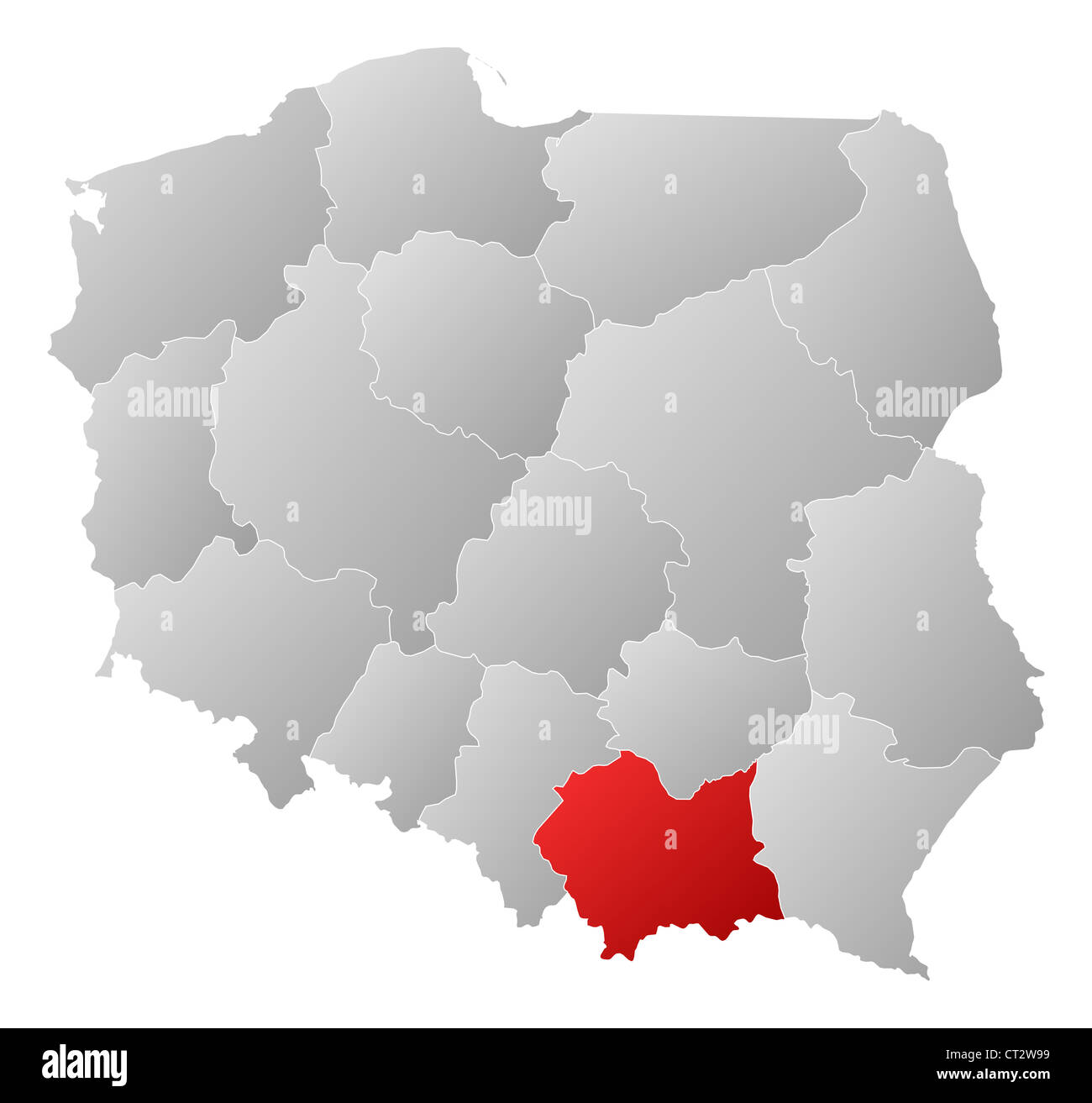 Political map of Poland with the several provinces (voivodships) where ...