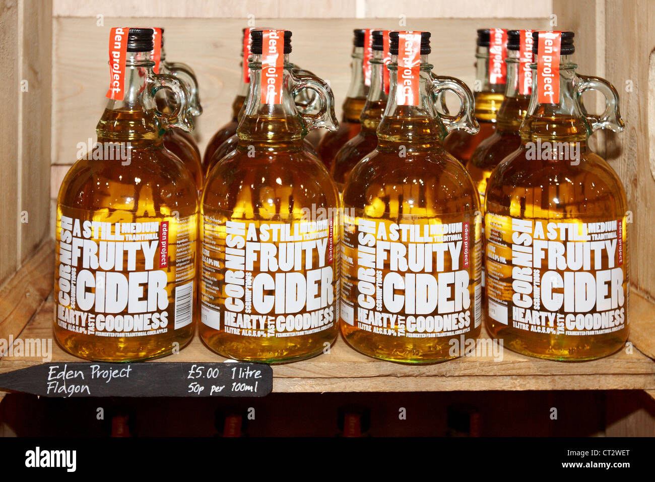 Cornish fruity cider on sale at the Eden Project, Cornwall Stock Photo ...