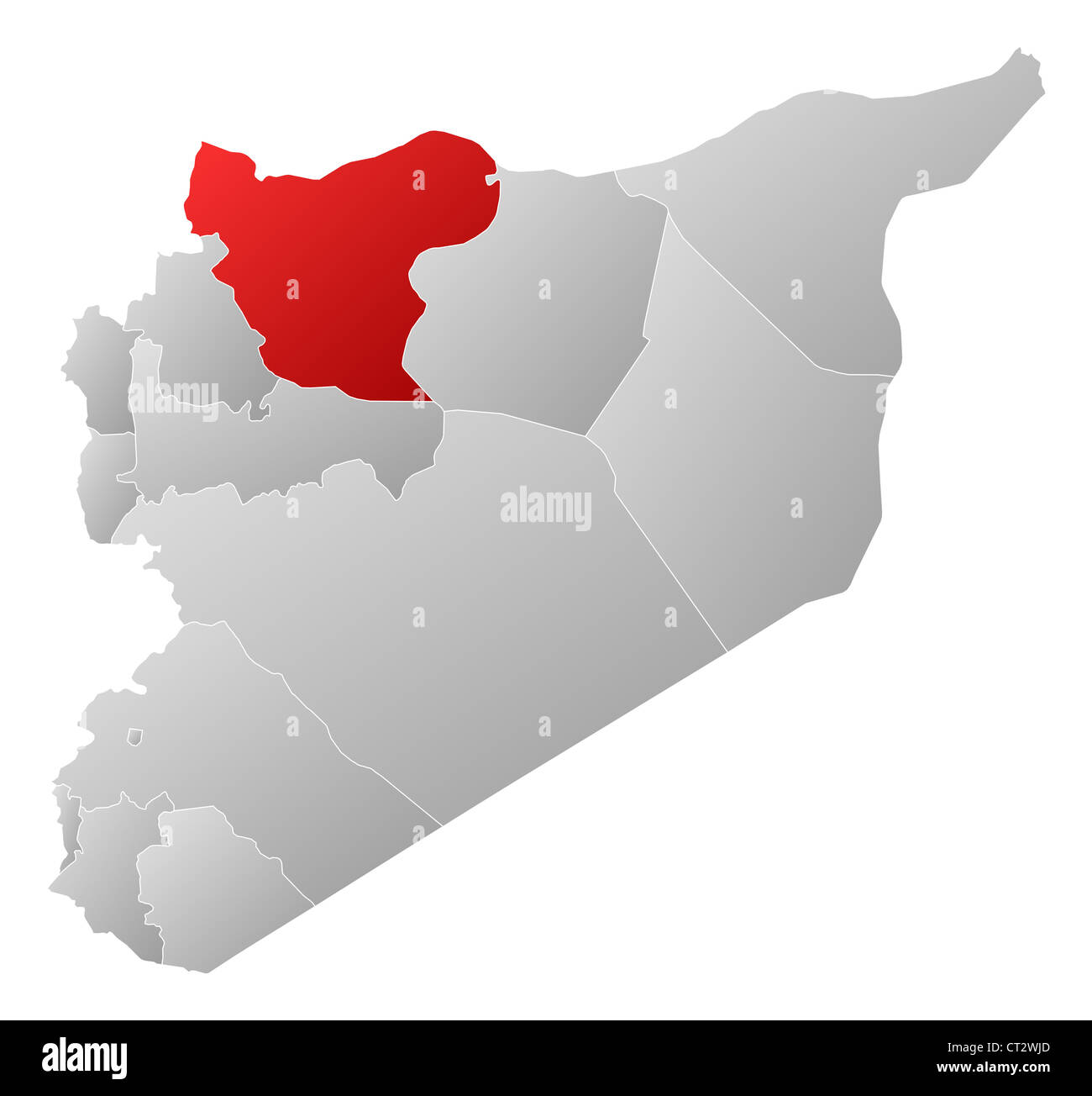 Political map of Syria with the several governorates where Aleppo is ...