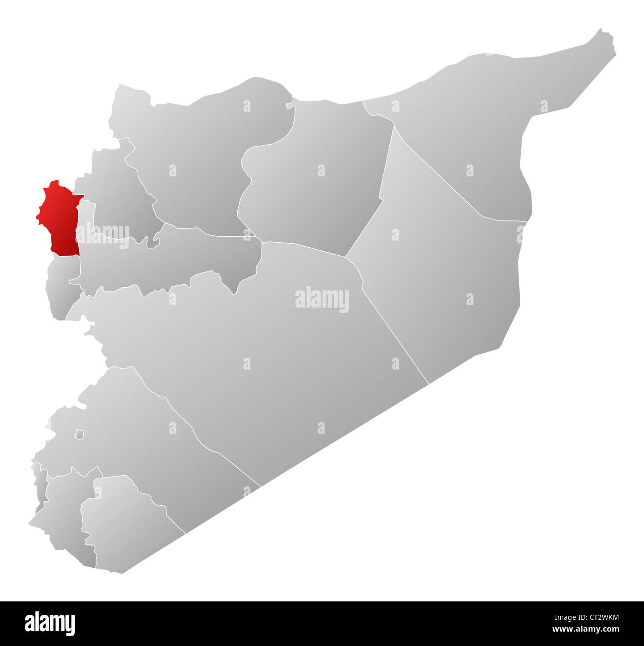 Political map of Syria with the several governorates where Latakia is ...