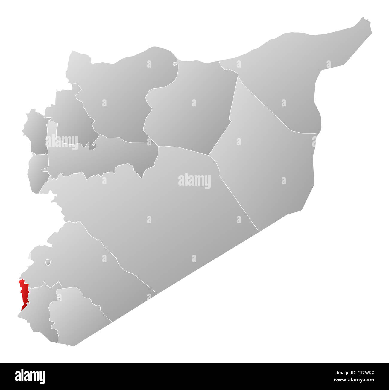 Political map of Syria with the several governorates where Quneitra is ...