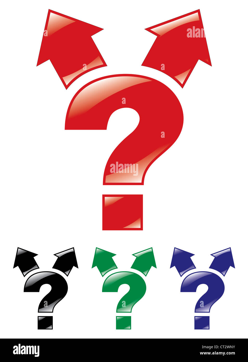 Question mark, and arrows in both directions. Vector illustration Stock ...