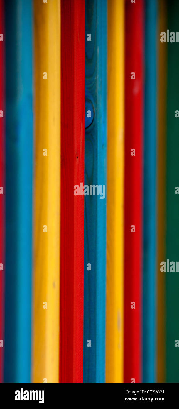 Colourful Fence Posts Stock Photo - Alamy