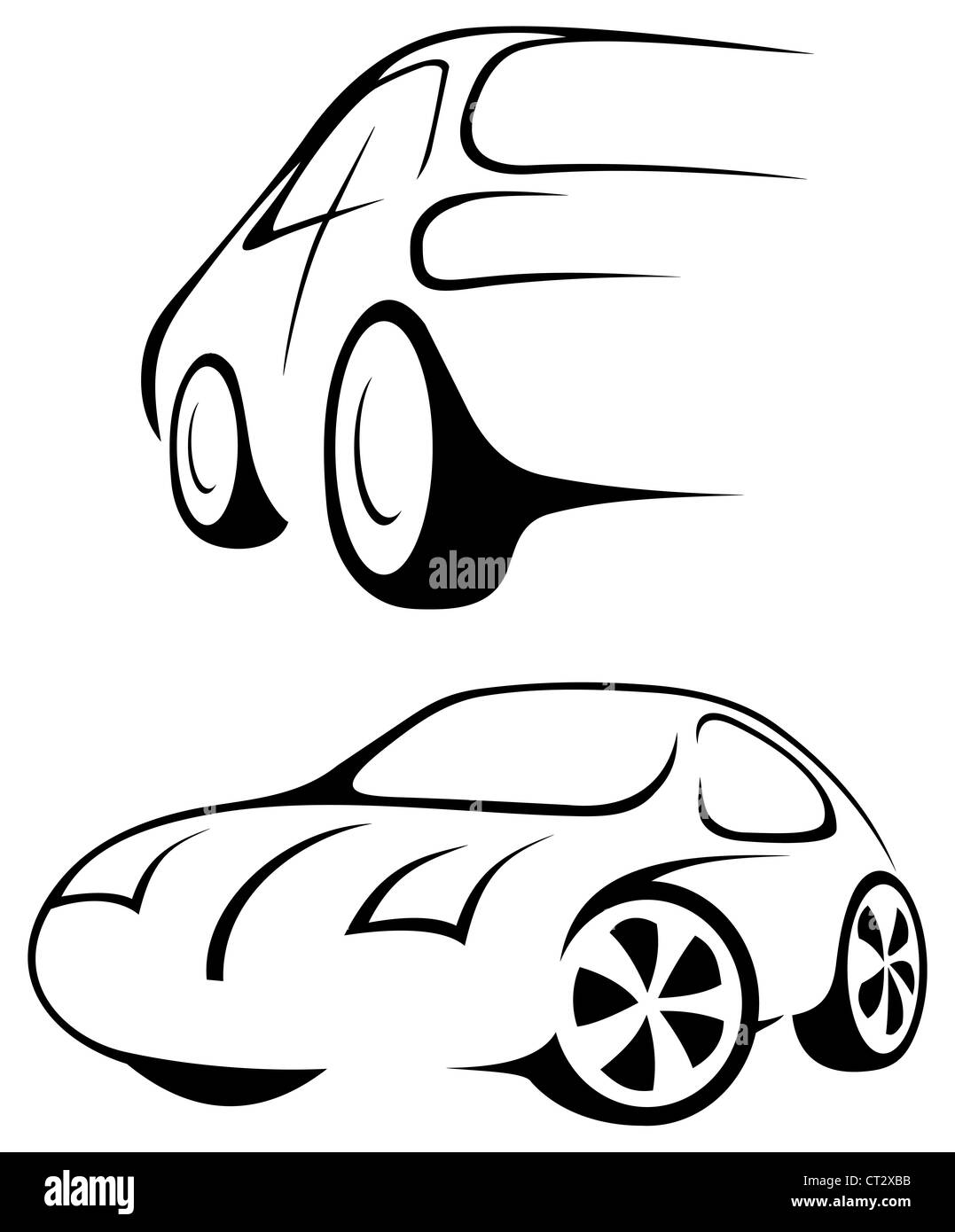 Cars. Line drawing in black and white Stock Photo - Alamy