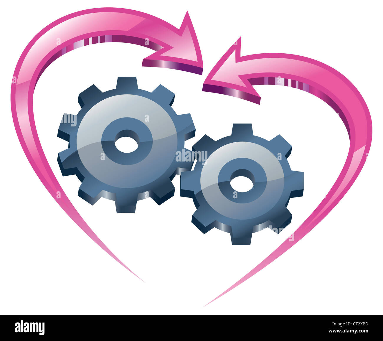 Spinning gears and arrows in the form of the heart Stock Photo - Alamy