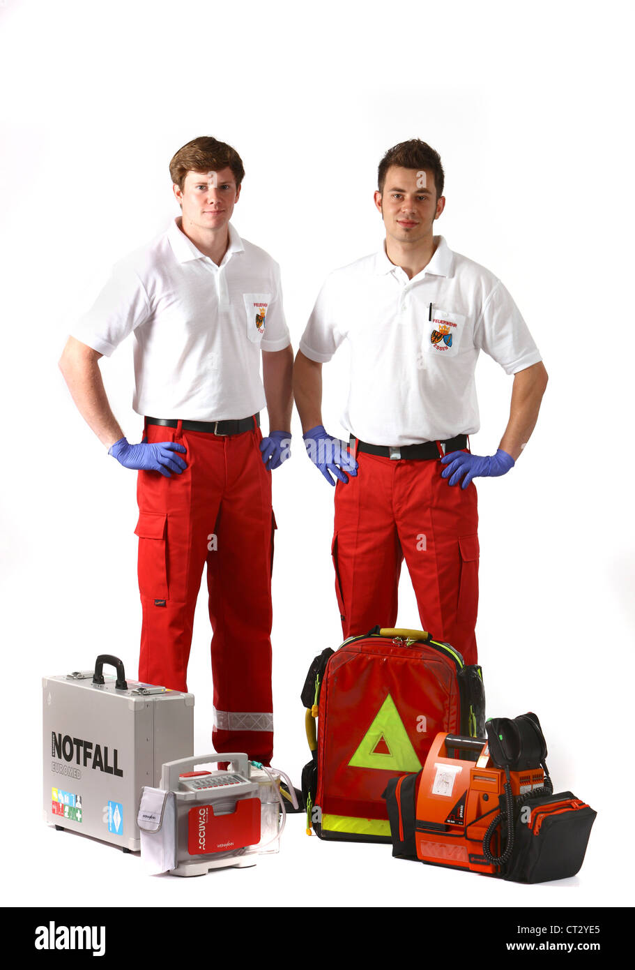 Fire service paramedics, with emergency equipment Stock Photo - Alamy