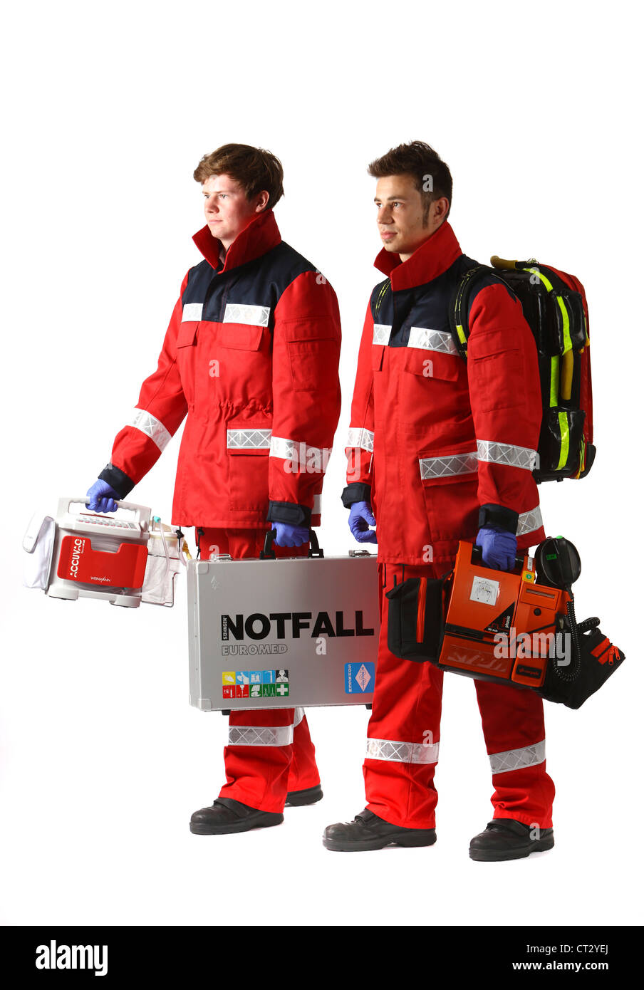 Fire service paramedics, with emergency equipment Stock Photo - Alamy