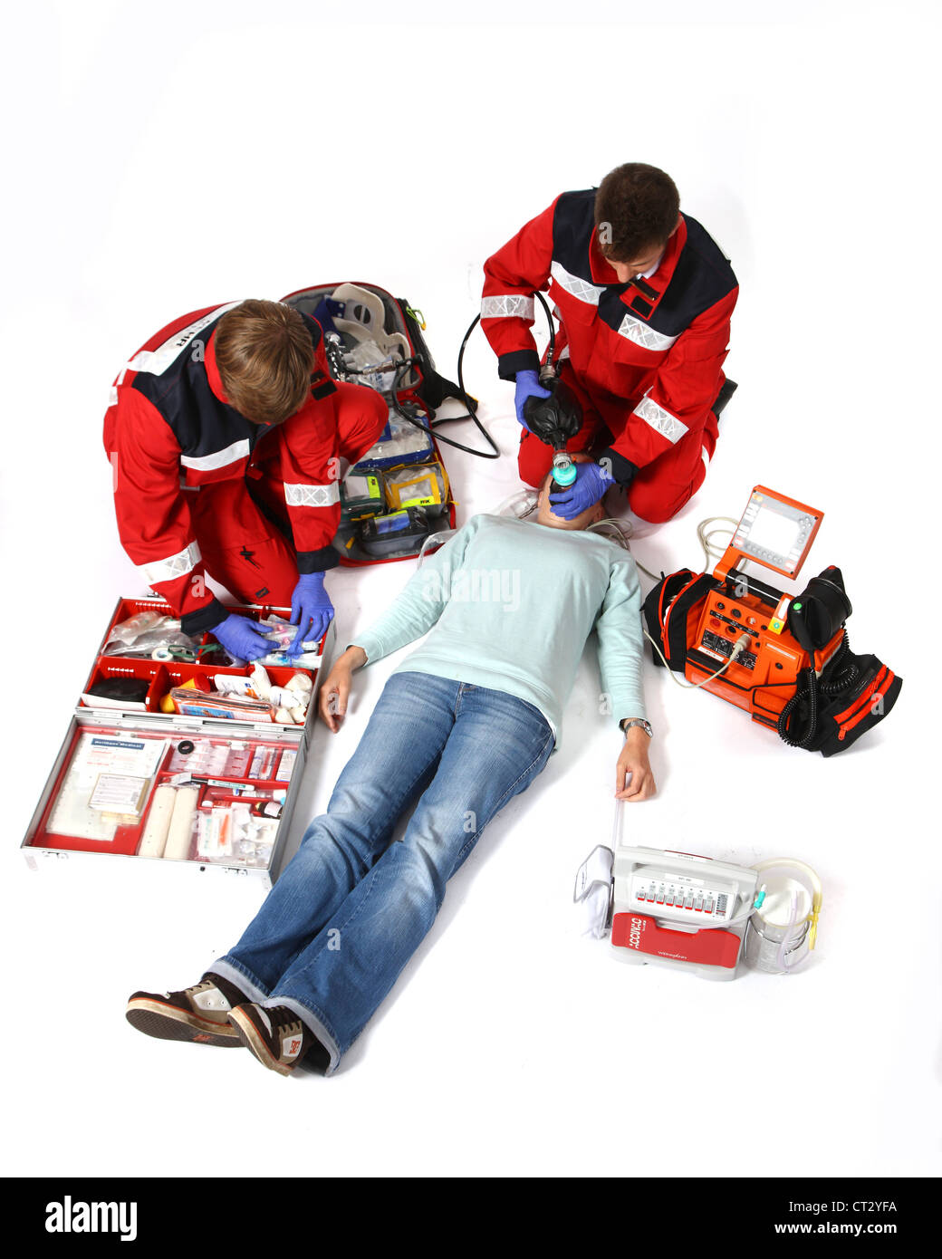 Fire service paramedics, with emergency equipment Stock Photo - Alamy