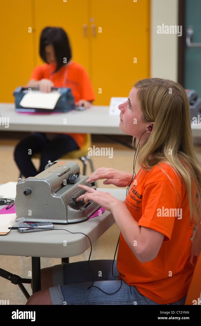 Blind Girl Reading Braille Stock Photos & Blind Girl Reading Braille ...