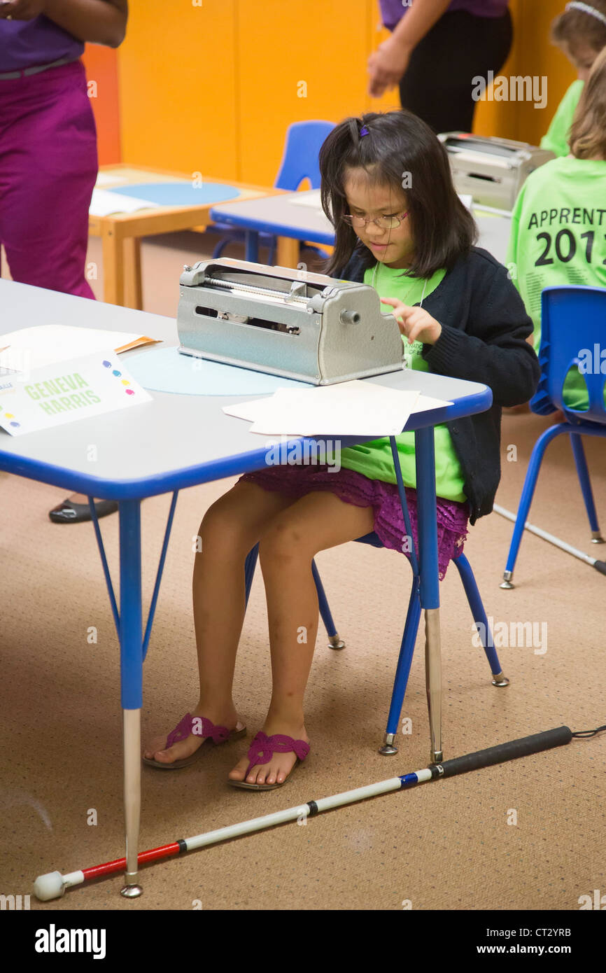 Blind Girl Reading Braille Stock Photos & Blind Girl Reading Braille ...