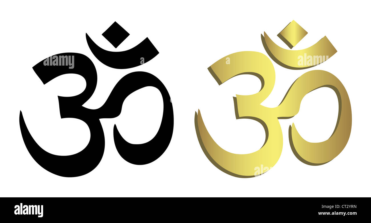 Gold hindu om icon hi-res stock photography and images - Alamy