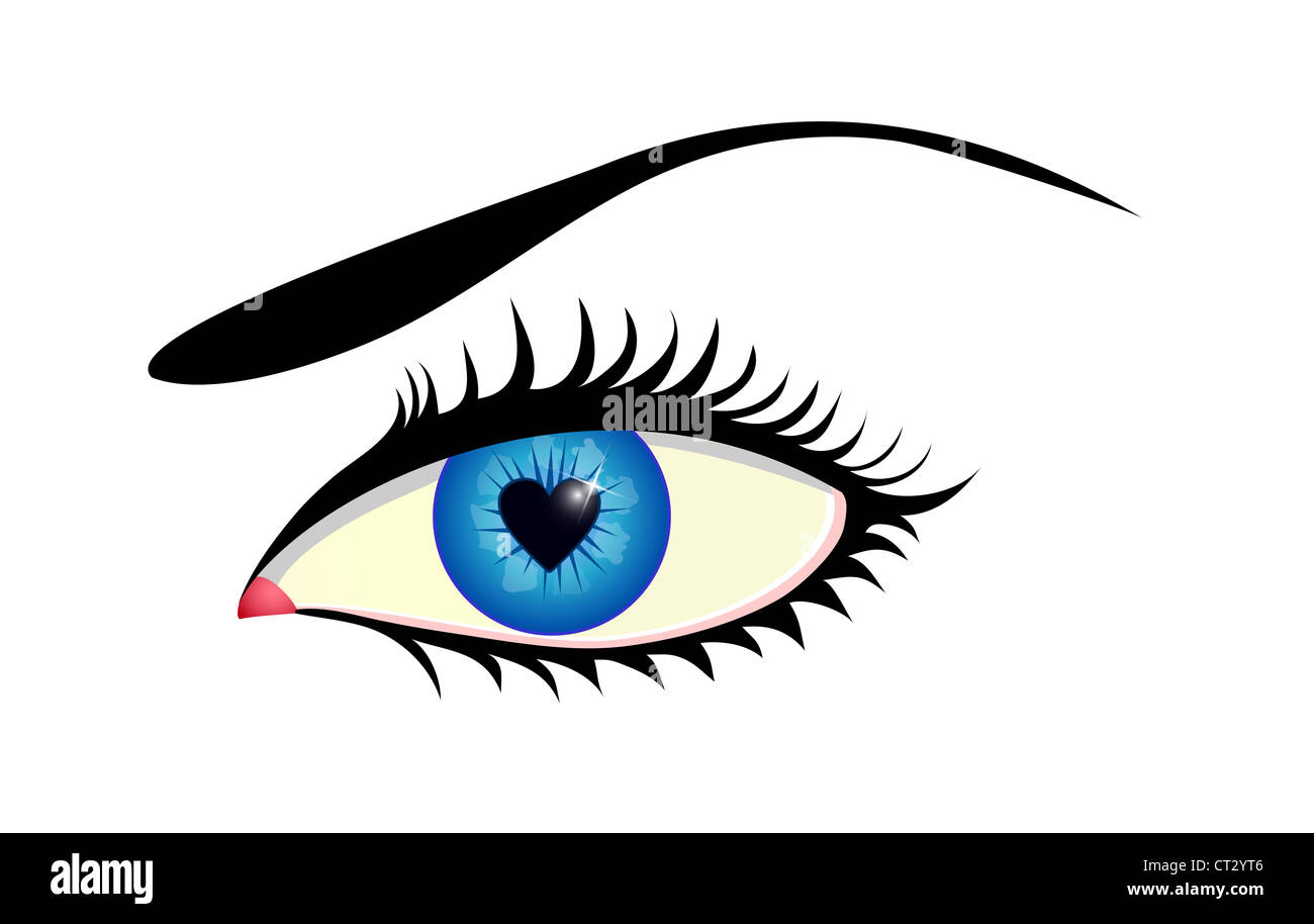 Close up of human eye with heart shaped iris Stock Photo - Alamy