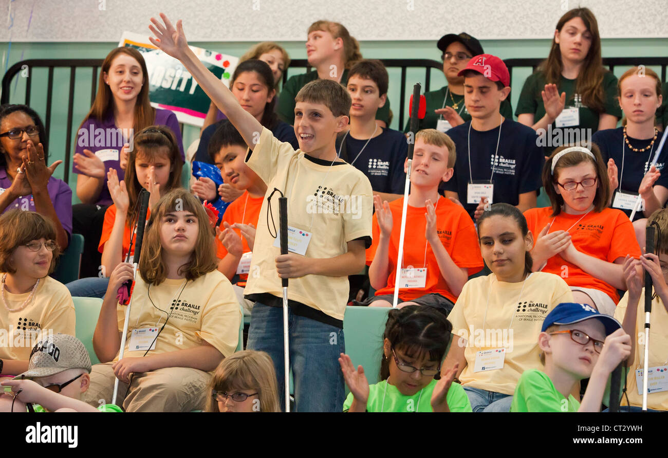 Blind students are introduced at the start of the National Braille ...