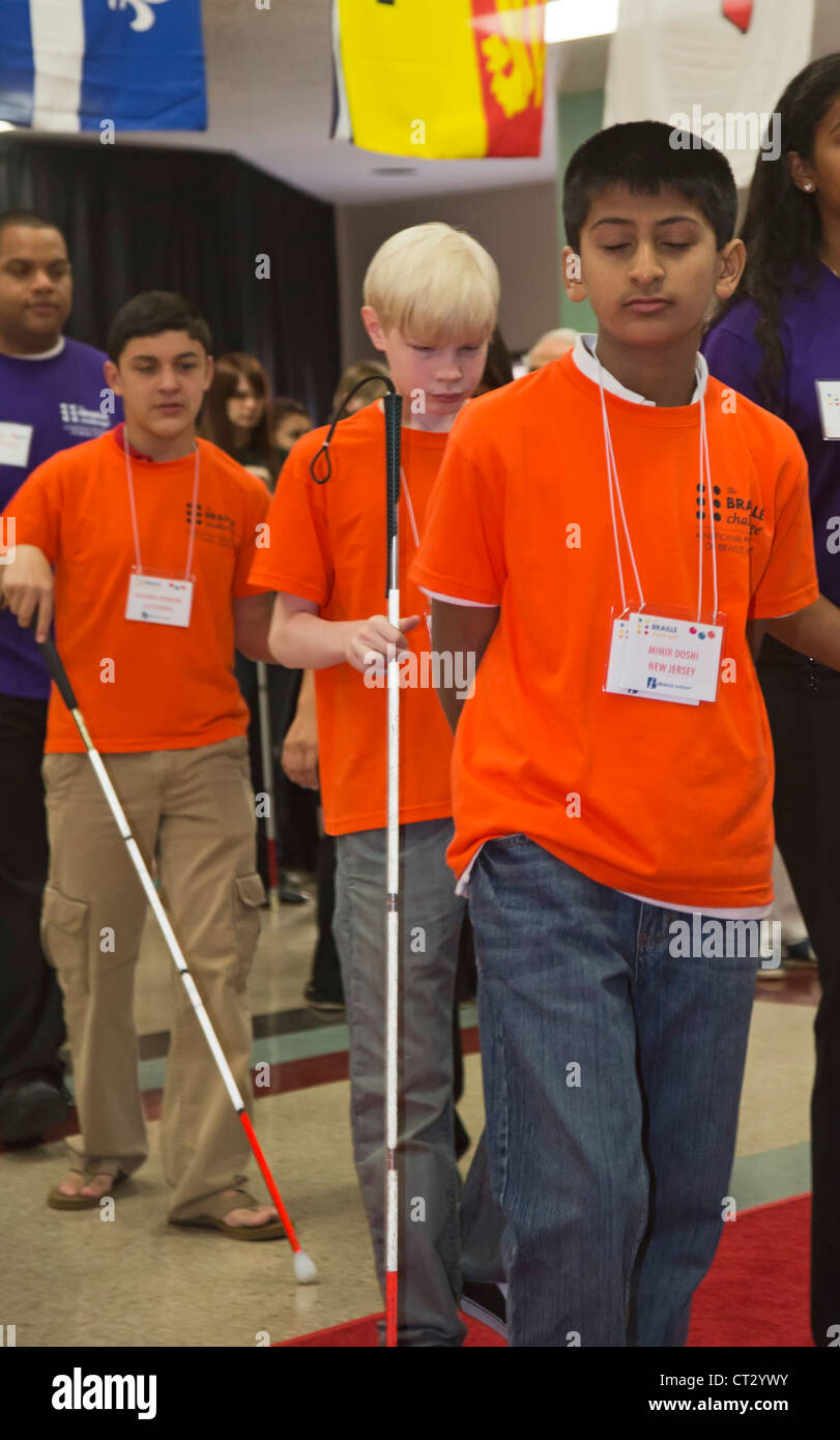 Blind students are introduced at the start of the National Braille ...