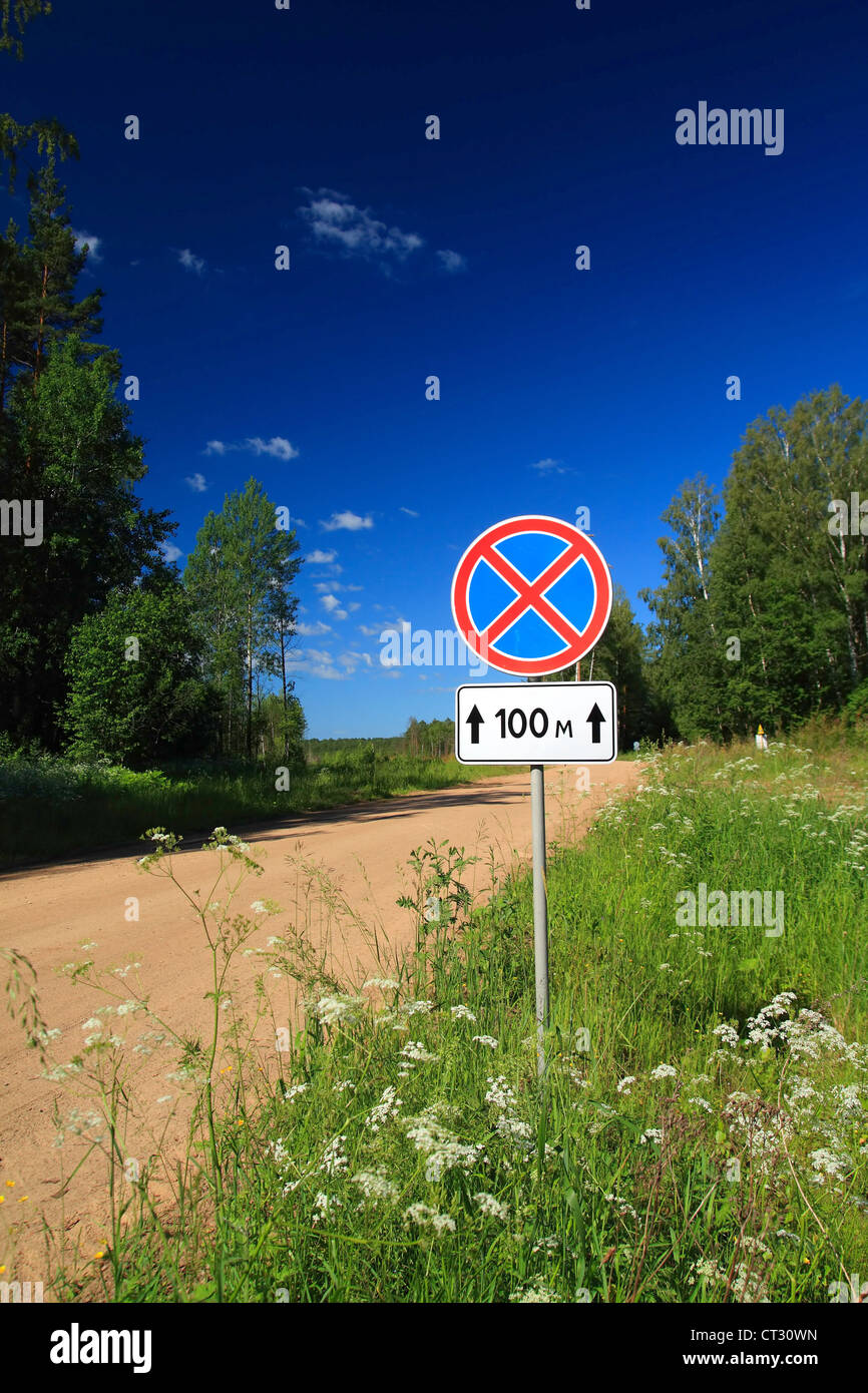 traffic sign on rural road Stock Photo - Alamy