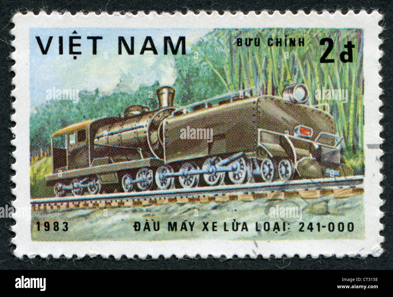 VIETNAM-CIRCA 1983: A stamp printed in the Vietnam, shows steam ...