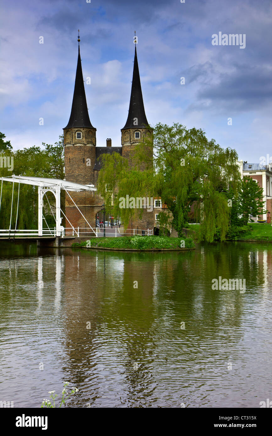 East gate with typical bridge, Delft, Netherlands Stock Photo - Alamy