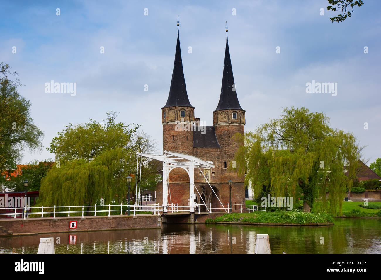 East gate with typical bridge, Delft, Netherlands Stock Photo - Alamy