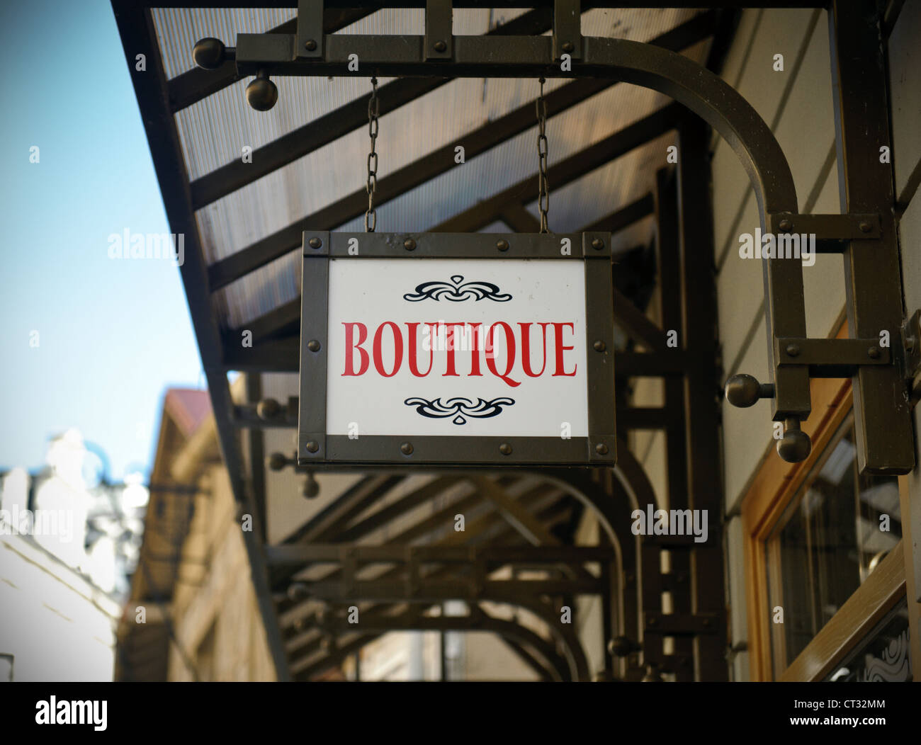 Boutique shop sign Stock Photo - Alamy