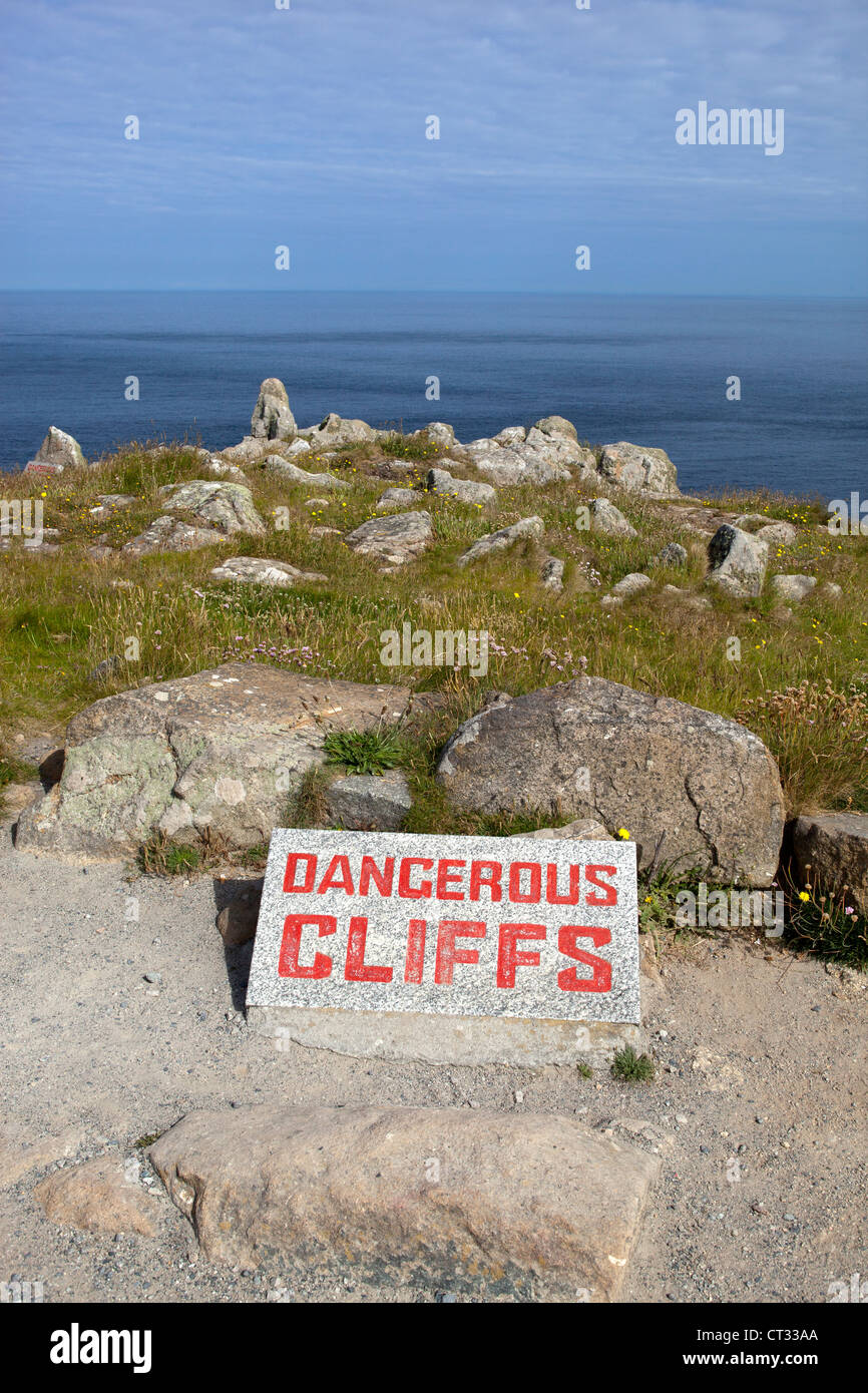 Dangerous Cliffs Lands End Cornwall Stock Photo - Alamy