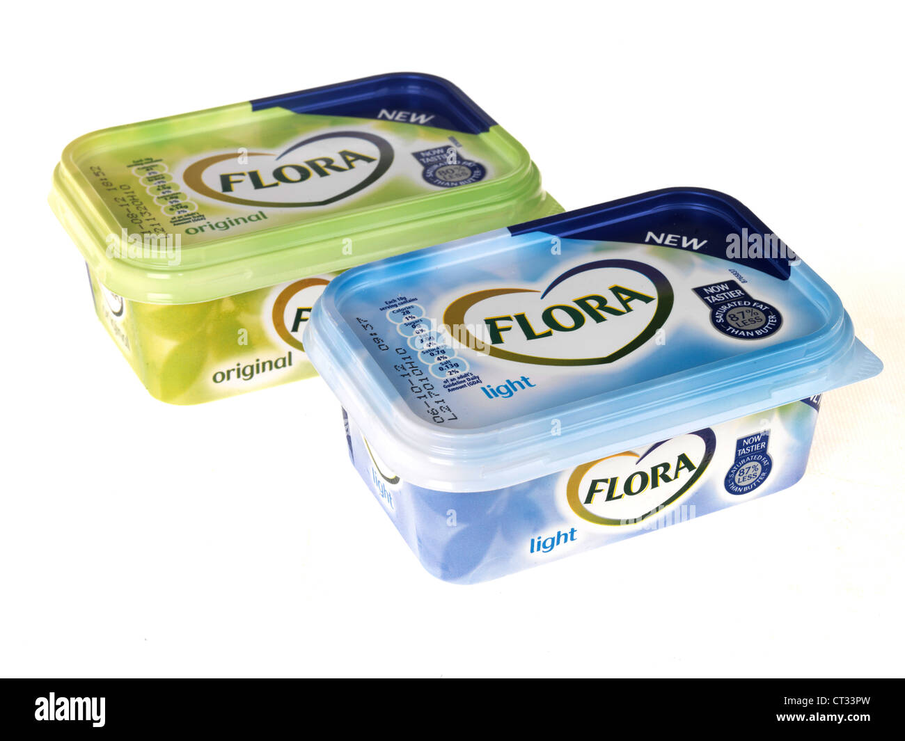 Branded Plastic Cartons Of Healthy Flora Spread Isolated Against A ...