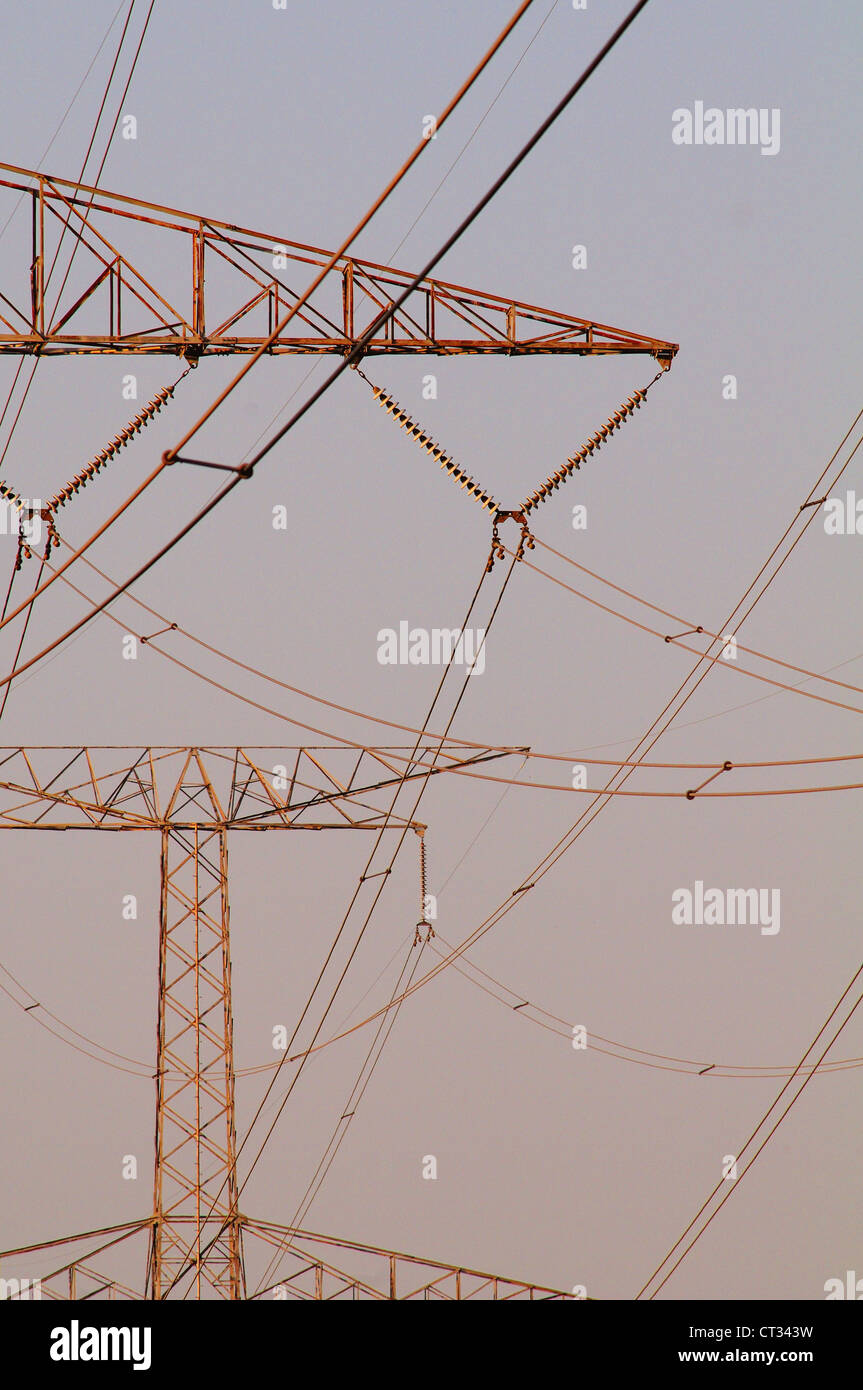 High voltage power lines Stock Photo - Alamy