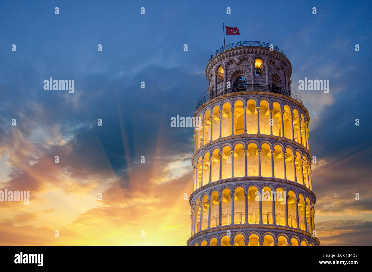 Leaning Tower of Pisa illuminated at Night, Italy Stock Photo - Alamy