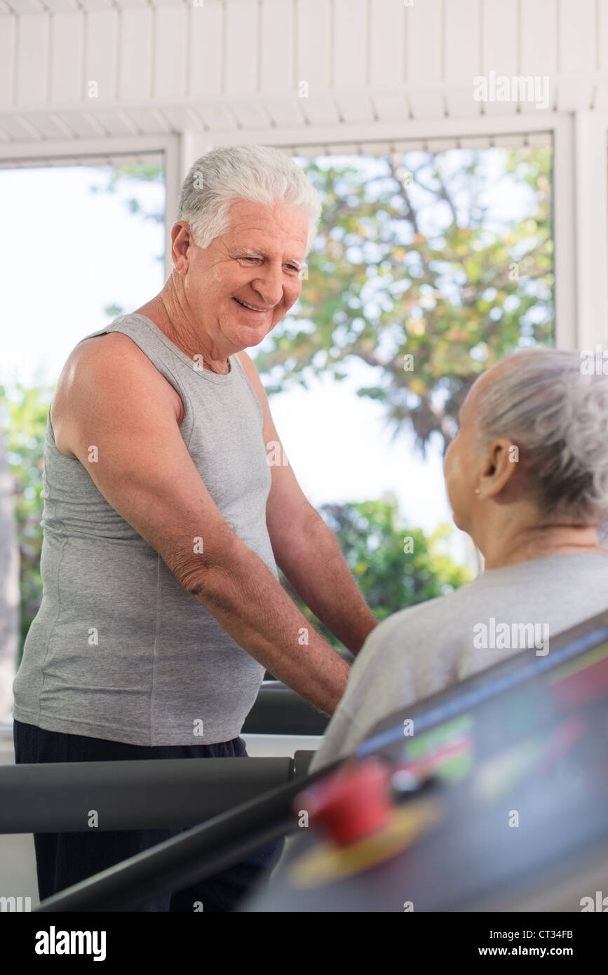 Seniors exercising in gym hi-res stock photography and images - Alamy