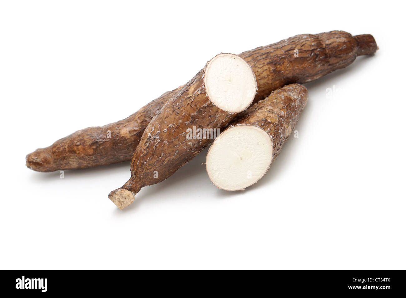 Cassava, Yuca, Mogo, Manioc, whole and cut in half Stock Photo - Alamy