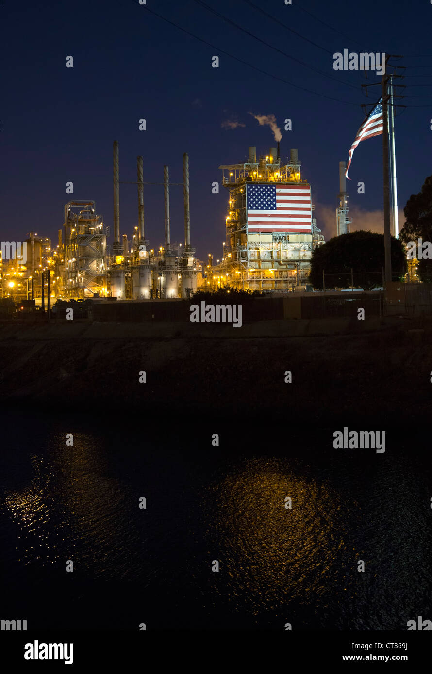 Wilmington, California - An oil refinery, operated by BP, displays a ...