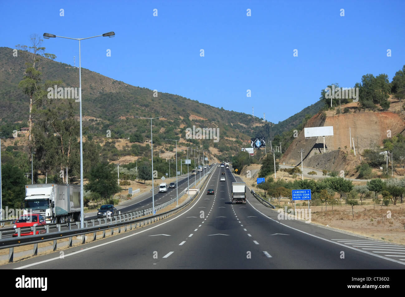 Highway 68 traveling north from Santiago to Valparaiso, Chile Stock ...