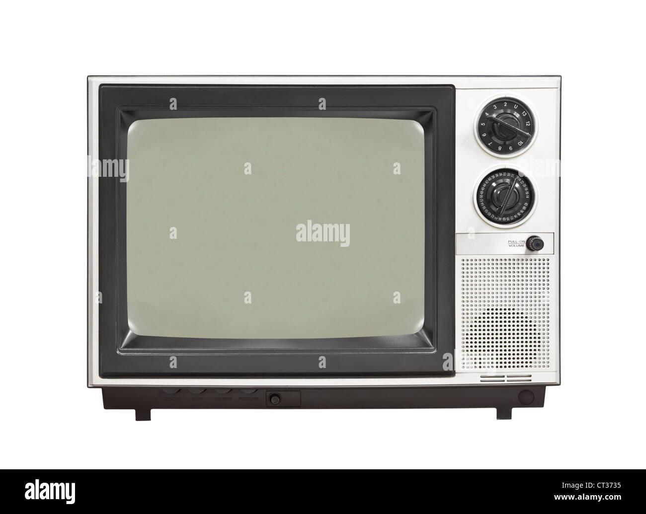 1980's vintage television set with blank screen isolated Stock Photo ...