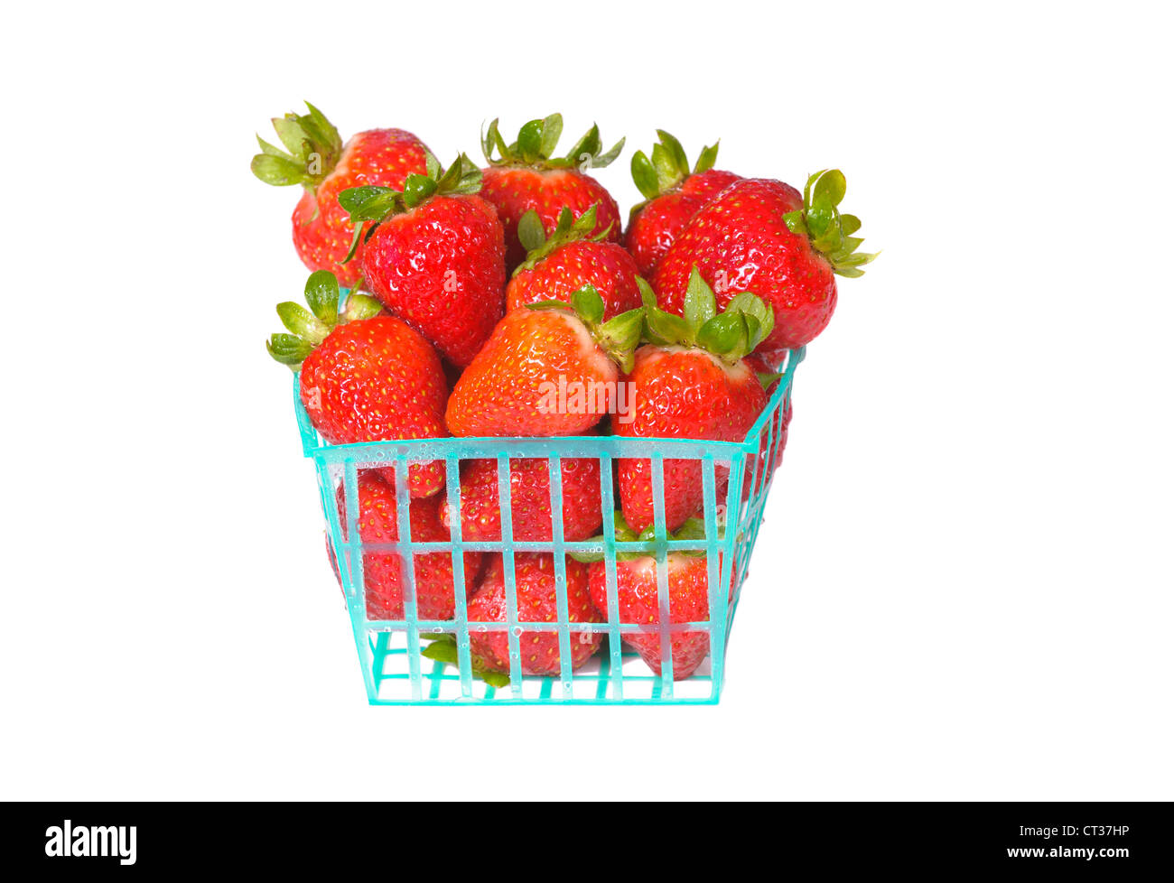 Punnet or basket of fresh strawberries on a white background Stock ...