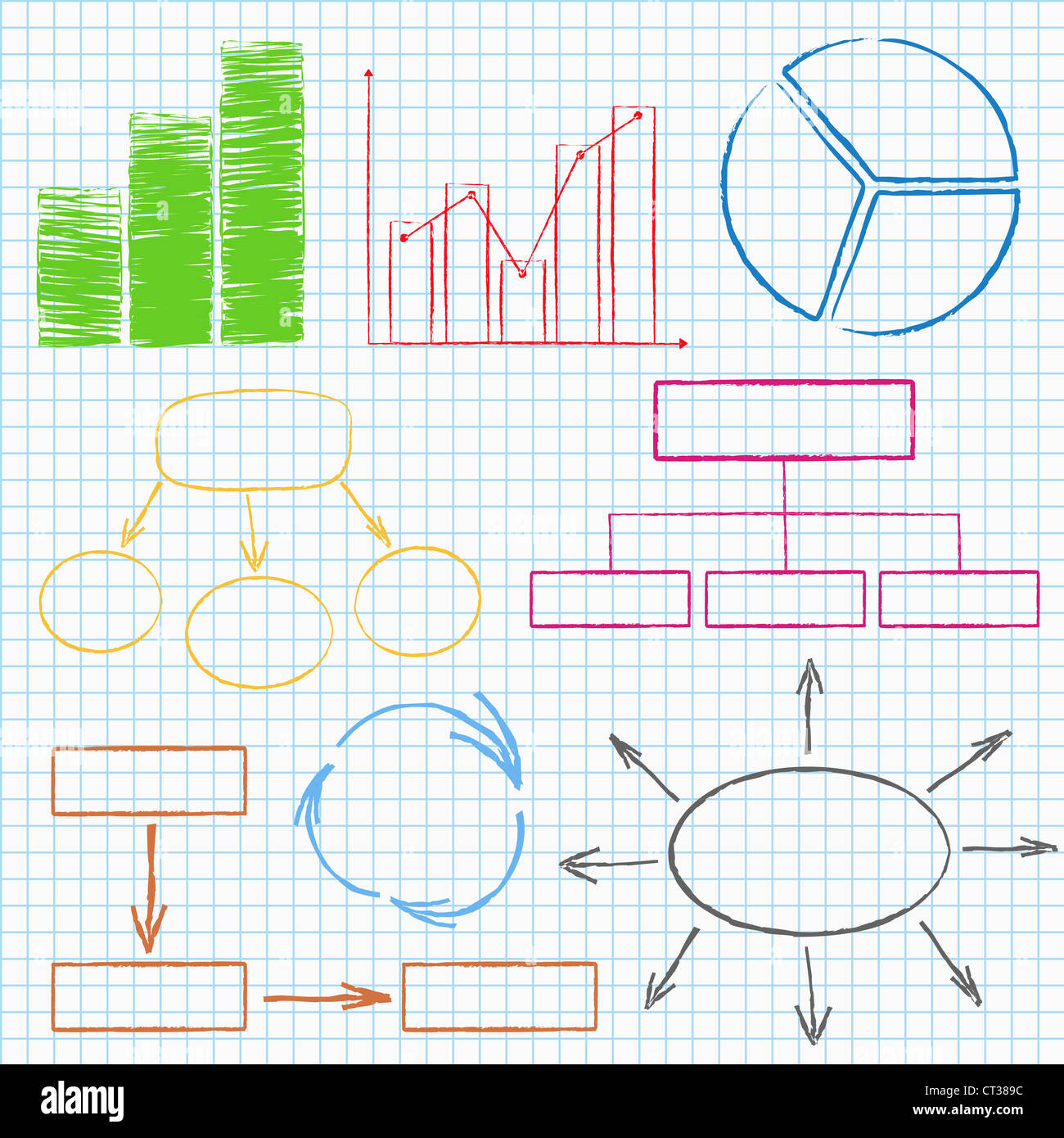 Set of different graphs and diagrams on squared paper Stock Photo - Alamy