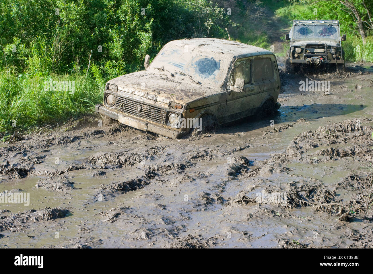 off-road driving on dirt. spray of dirt Stock Photo - Alamy