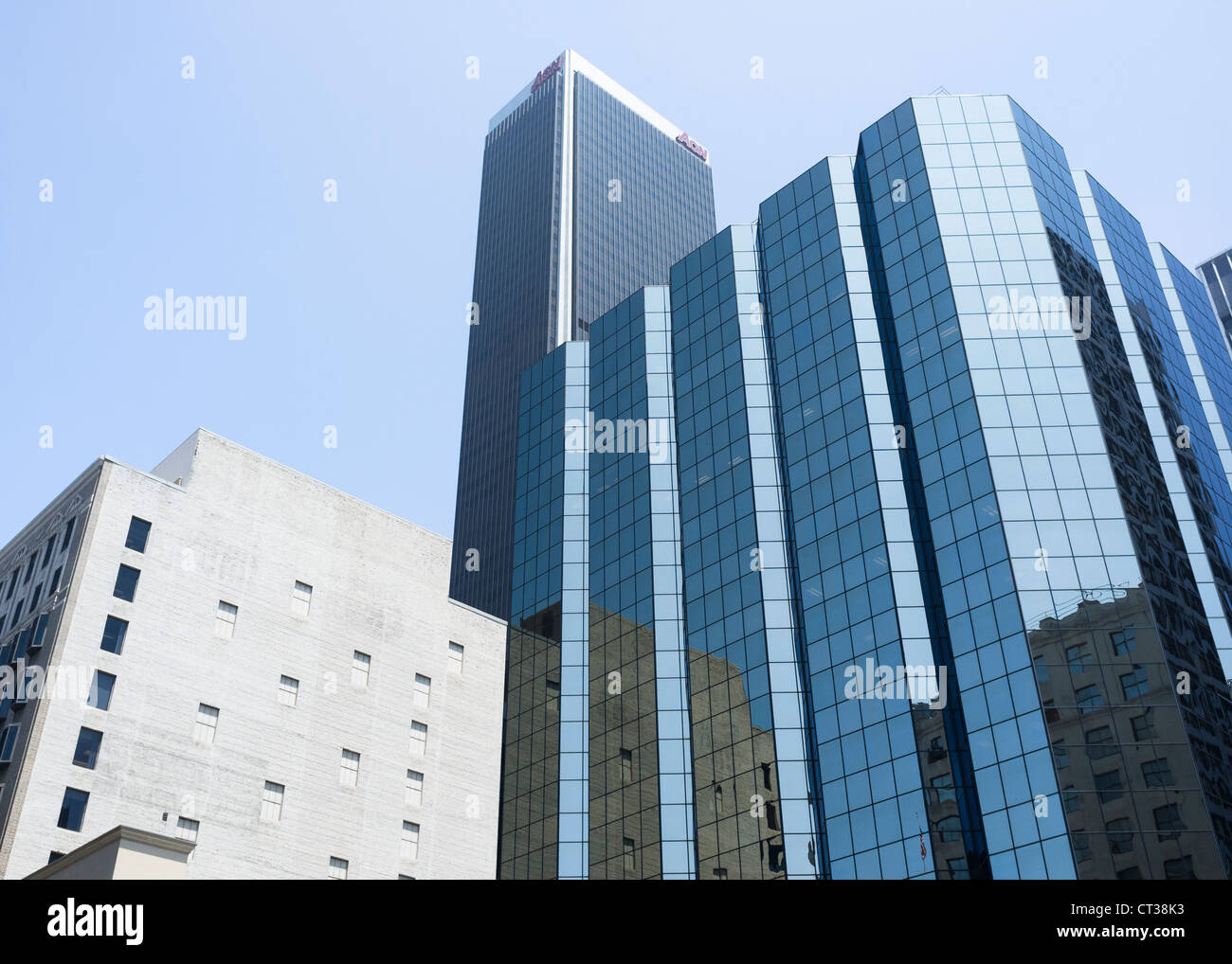 Glass and concrete high-rise buildings in downtown los angeles Stock ...