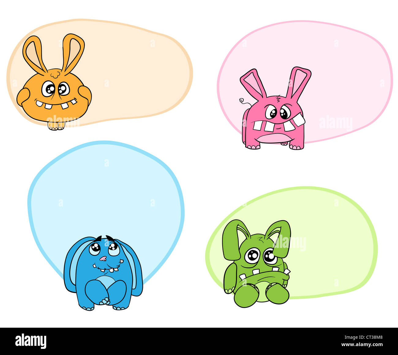 Four funny animal like rabbits Stock Photo - Alamy