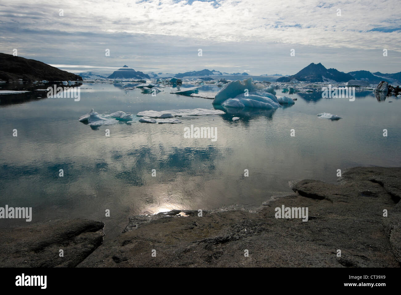 Twilight over the Skaergaard intrusion during the summer Stock Photo ...